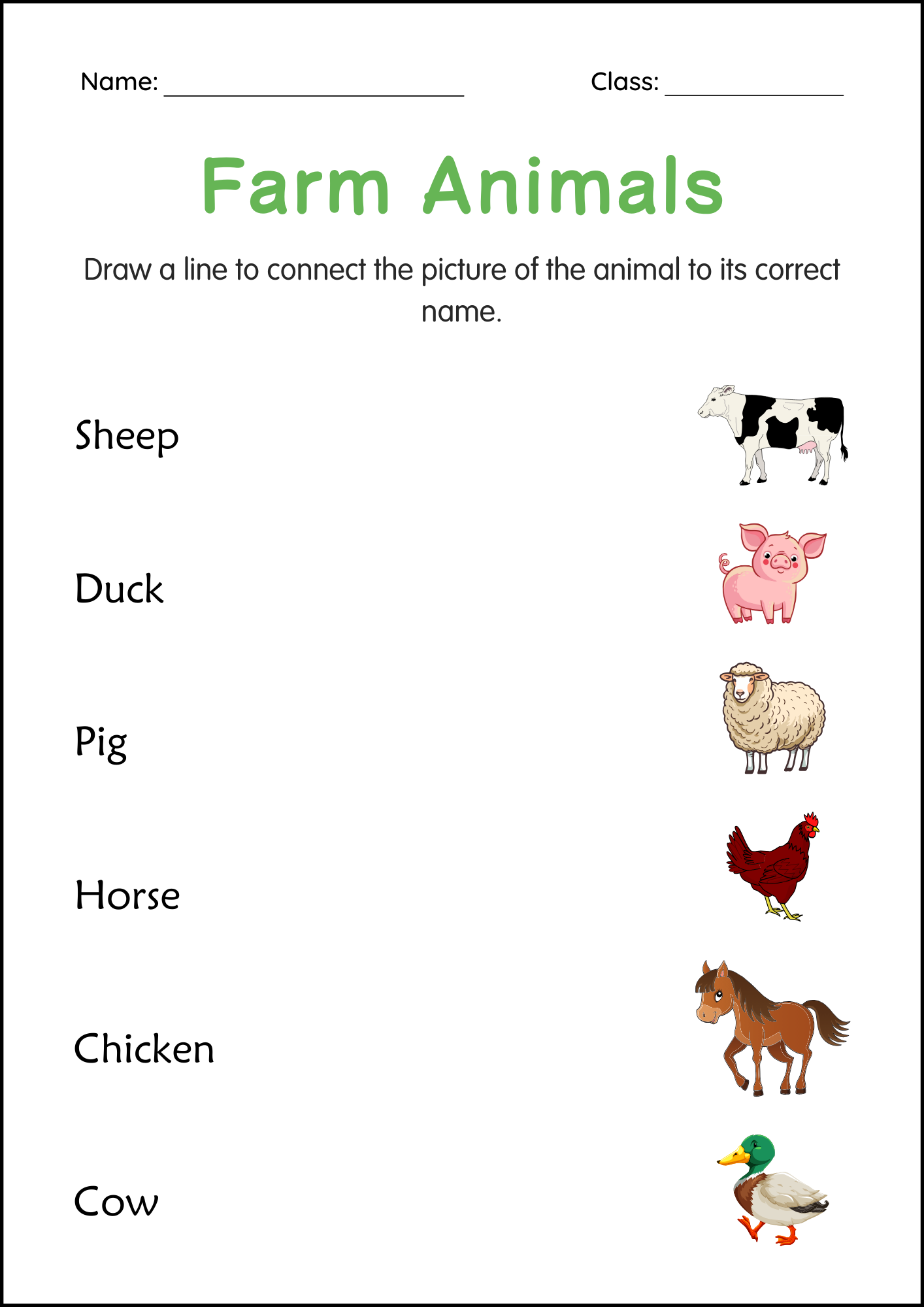 Printable Farm Animals Activities Worksheets for Grade 1, 2, 3 | Teaching Resources