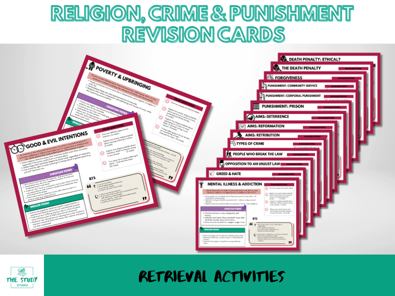 AQA GCSE RS Theme E Religion, Crime and Punishment Revision Cards ...