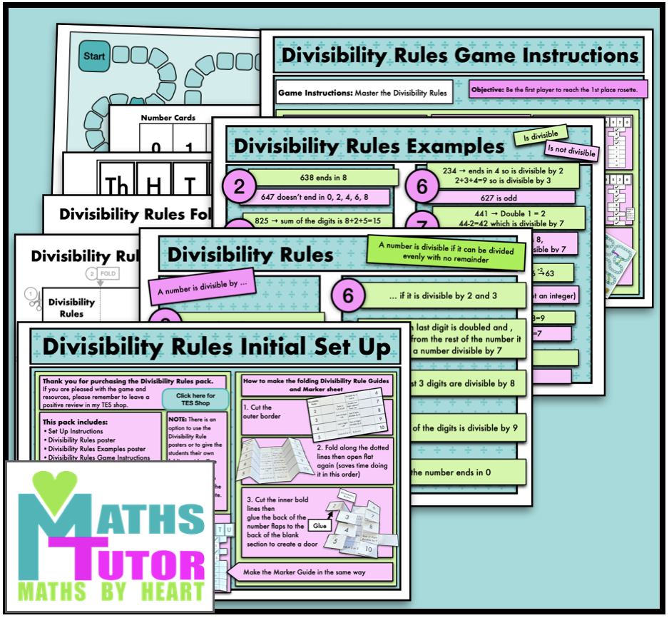 Divisibility Rules Game & Display Poster | Teaching Resources