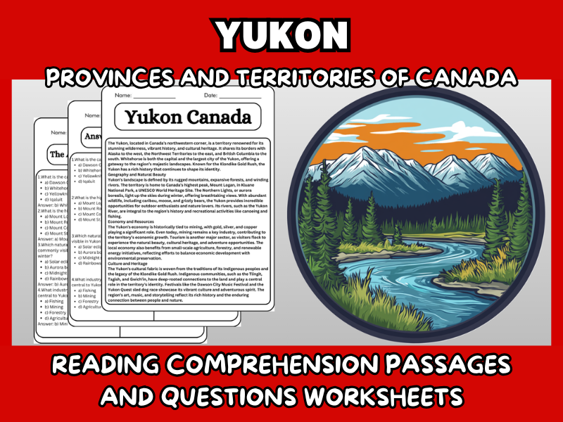 Yukon - Provinces and Territories of Canada Reading Comprehension ...