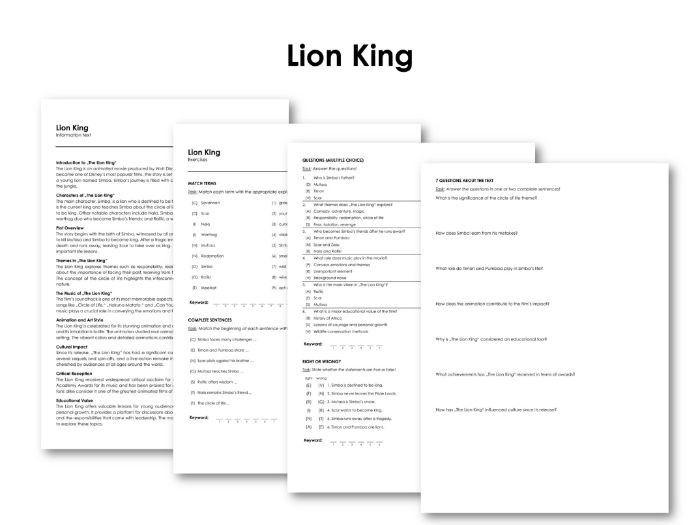 The Movie "Lion King" | Teaching Resources