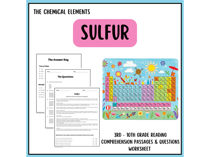 Sulfur - Reading Comprehension Passages & Questions Worksheets ...
