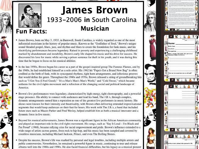 James Brown PACKET & ACTIVITIES, Important Historical Figures Series ...