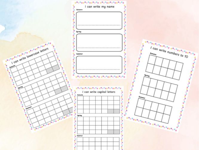 Number and letter formation and name writing assessment bundle ...