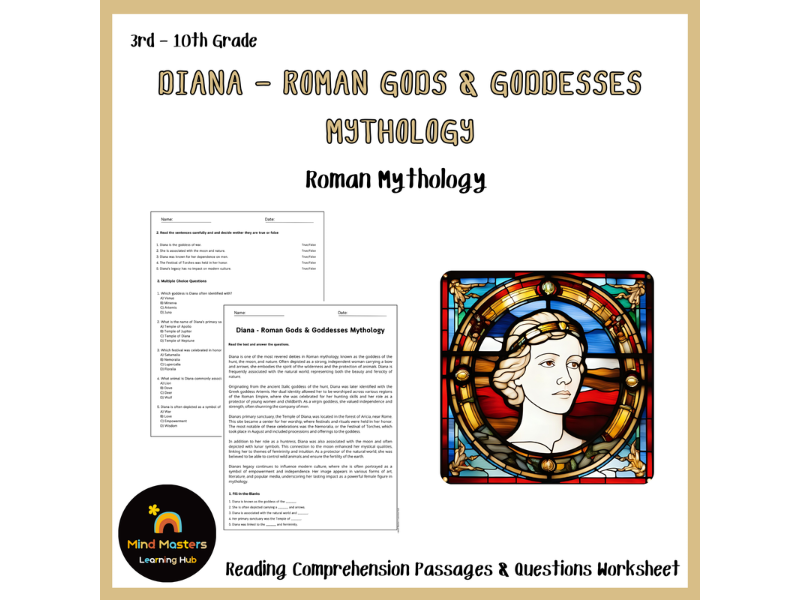 Diana - Roman Gods & Goddesses Mythology Reading Comprehension Passages ...