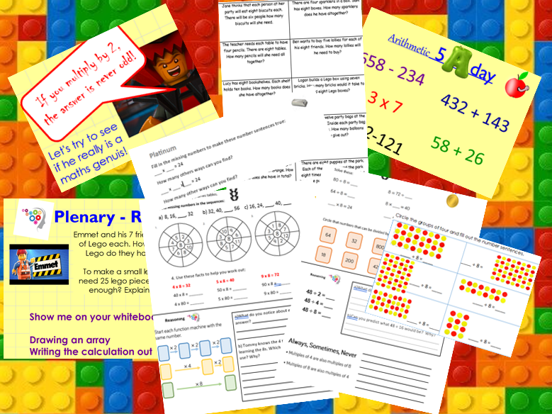 8 Times Table Maths KS2 Weekly Lesson Bundle Teaching Resources