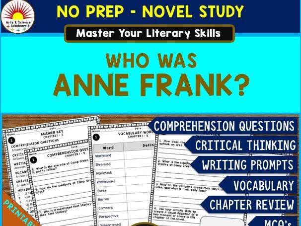 WHO WAS ANNE FRANK? Novel Study Comprehension, Critical Thinking, Vocab ...