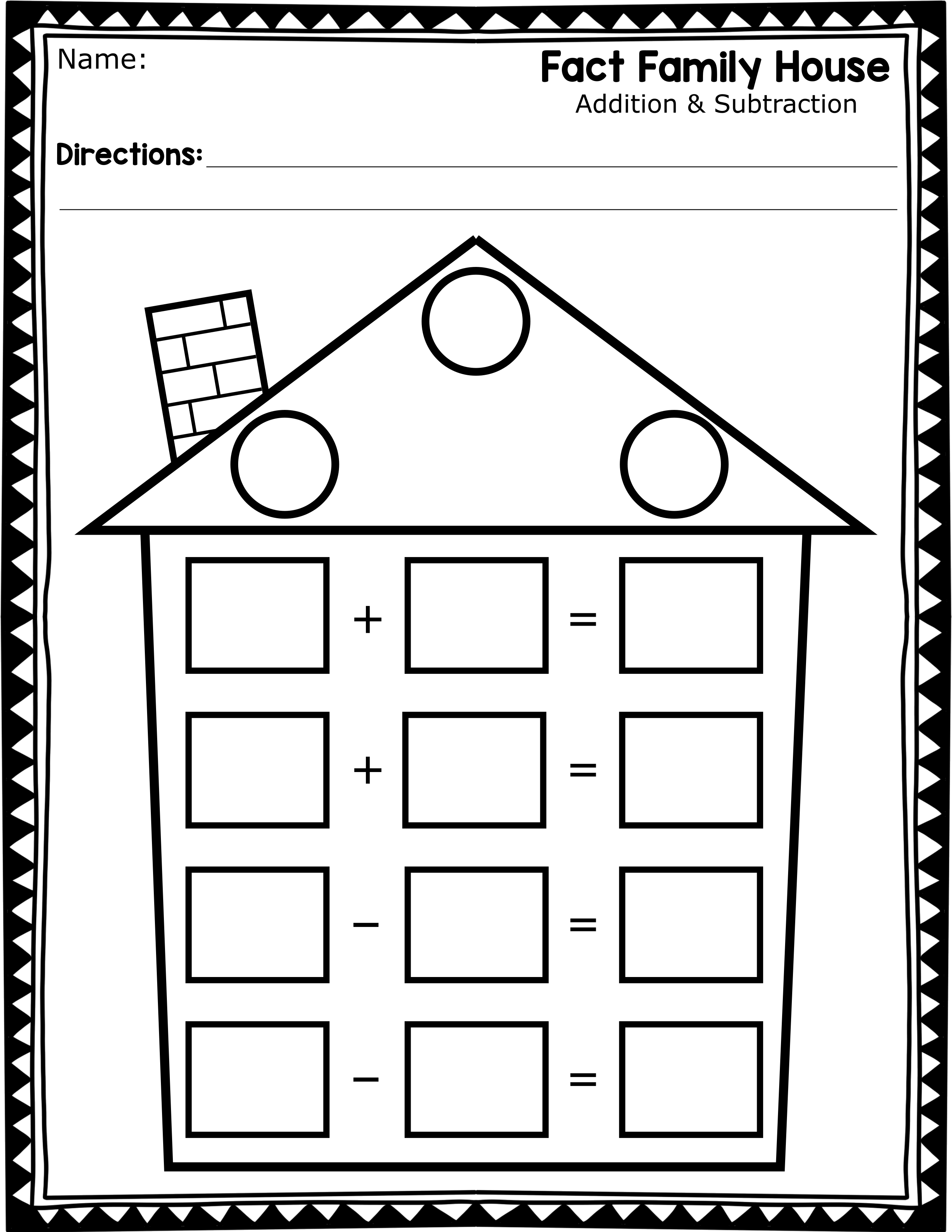Blank Fact Family House Template (Math Printable Template) | Teaching ...