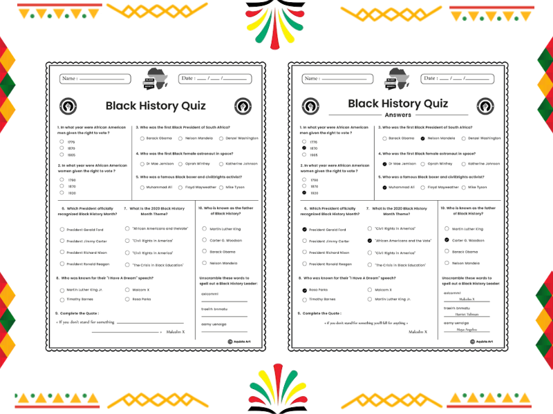 Black History Month Quiz : Black History Trivia Quiz for Thoughtful ...