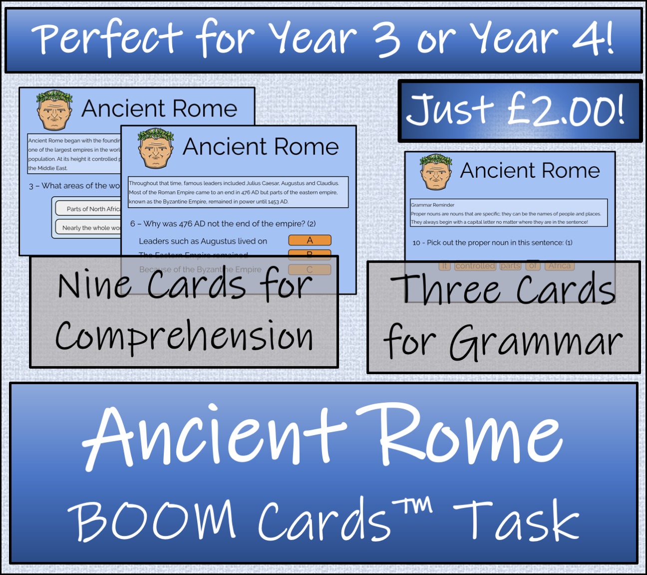 Ancient Rome - LKS2 BOOM Cards™ Comprehension Activity | Teaching Resources