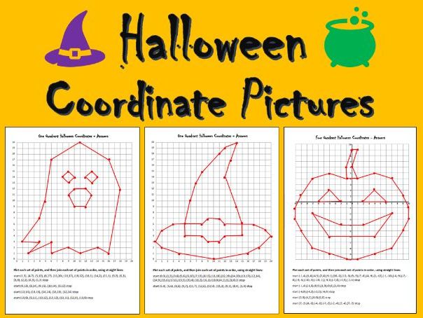 Halloween Coordinate Picture Differentiated Worksheets with Answers ...