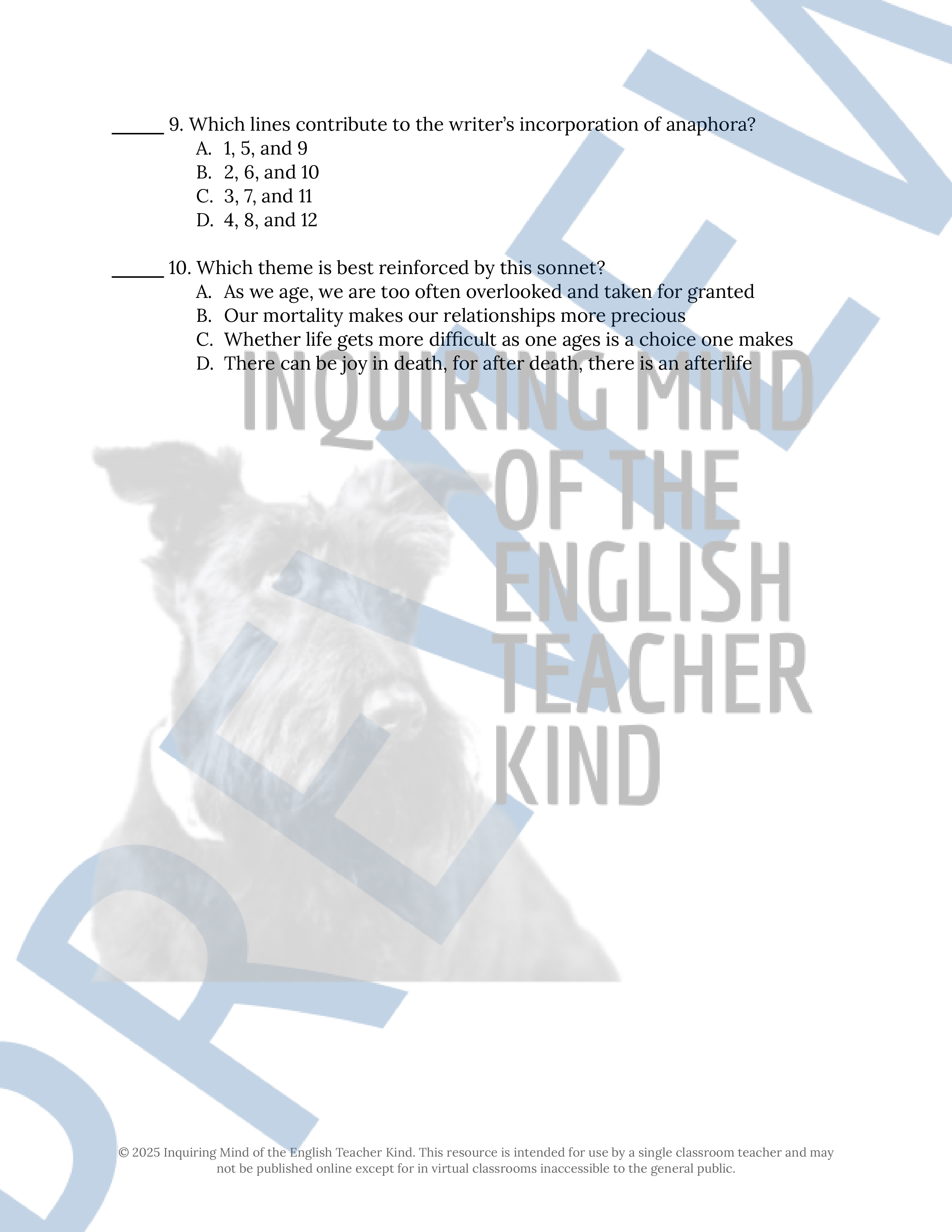Shakespeare's Sonnet 73 Close Reading Worksheet and Answer Key | Poetry ...