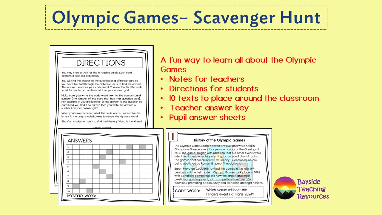 Olympic Games Scavenger Hunt | Teaching Resources