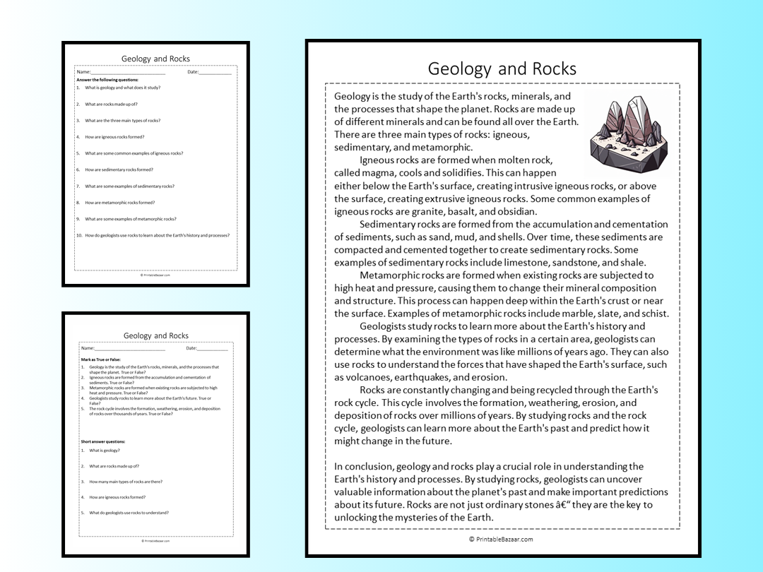 Rocks And Minerals Reading Comprehension Worksheets Minerals Worksheet