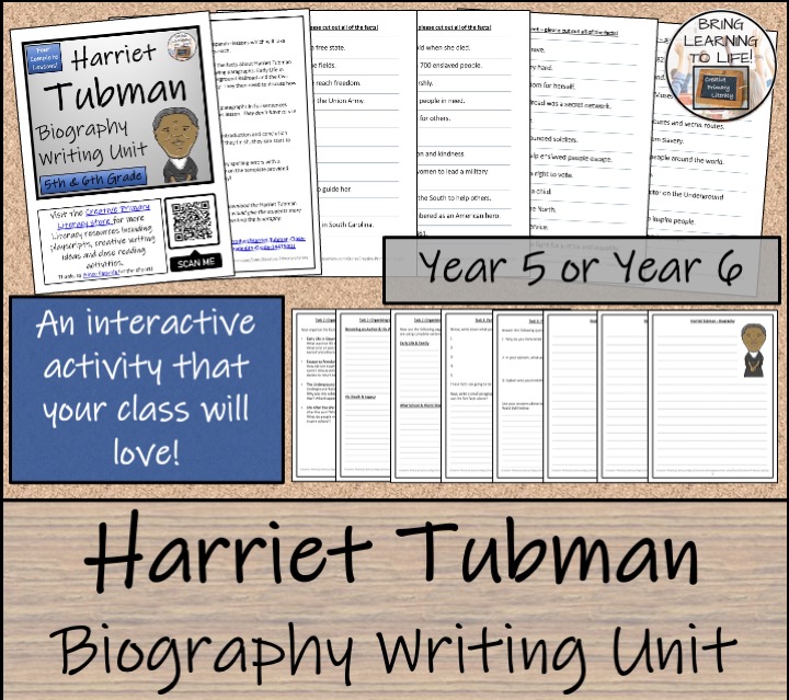 Harriet Tubman Biography Writing Unit | Year 5 or Year 6 | Black ...
