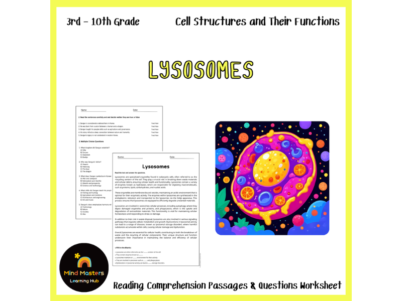Lysosomes Reading Comprehension Passages & Questions Worksheets ...