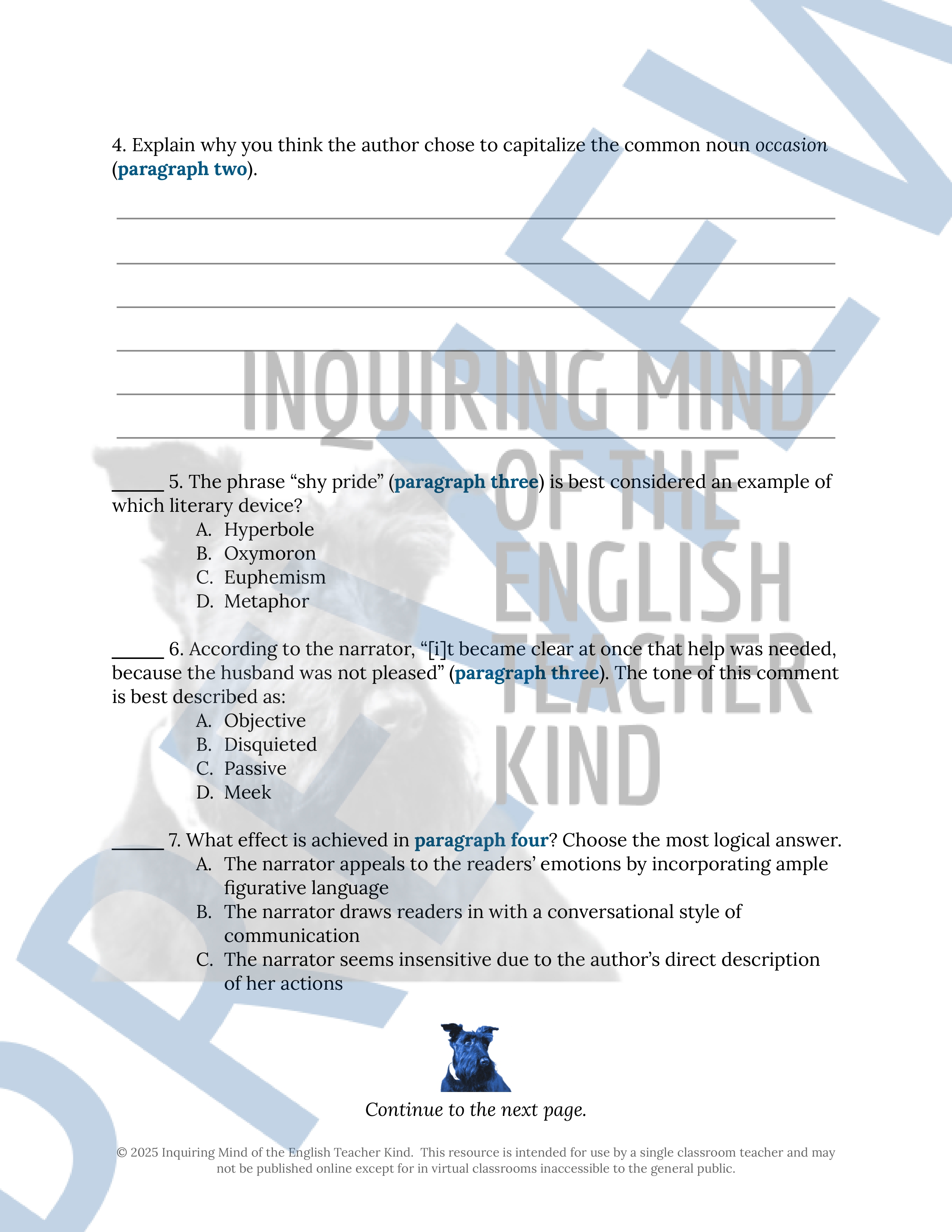 "Birthday Party" by Katharine Brush Close Reading Analysis Worksheet ...