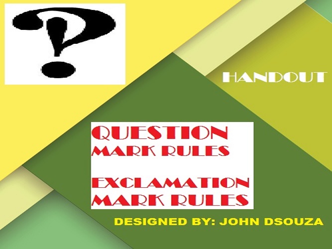 QUESTION MARK AND EXCLAMATION POINT RULES HANDOUTS | Teaching Resources