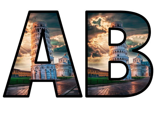 Leaning Tower Pisa Lettering Set Display Title Letters Numbers Signs ...