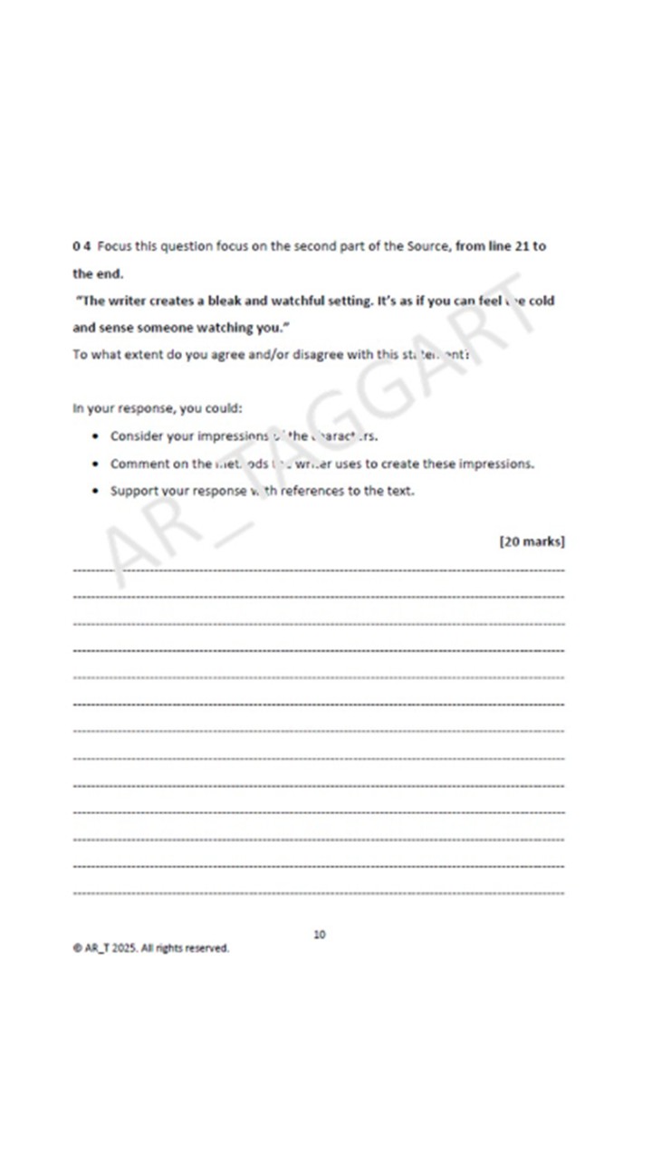 One AQA 2026 English Language Paper 1 Mock |Q5 Tasks (Orw) | Teaching ...