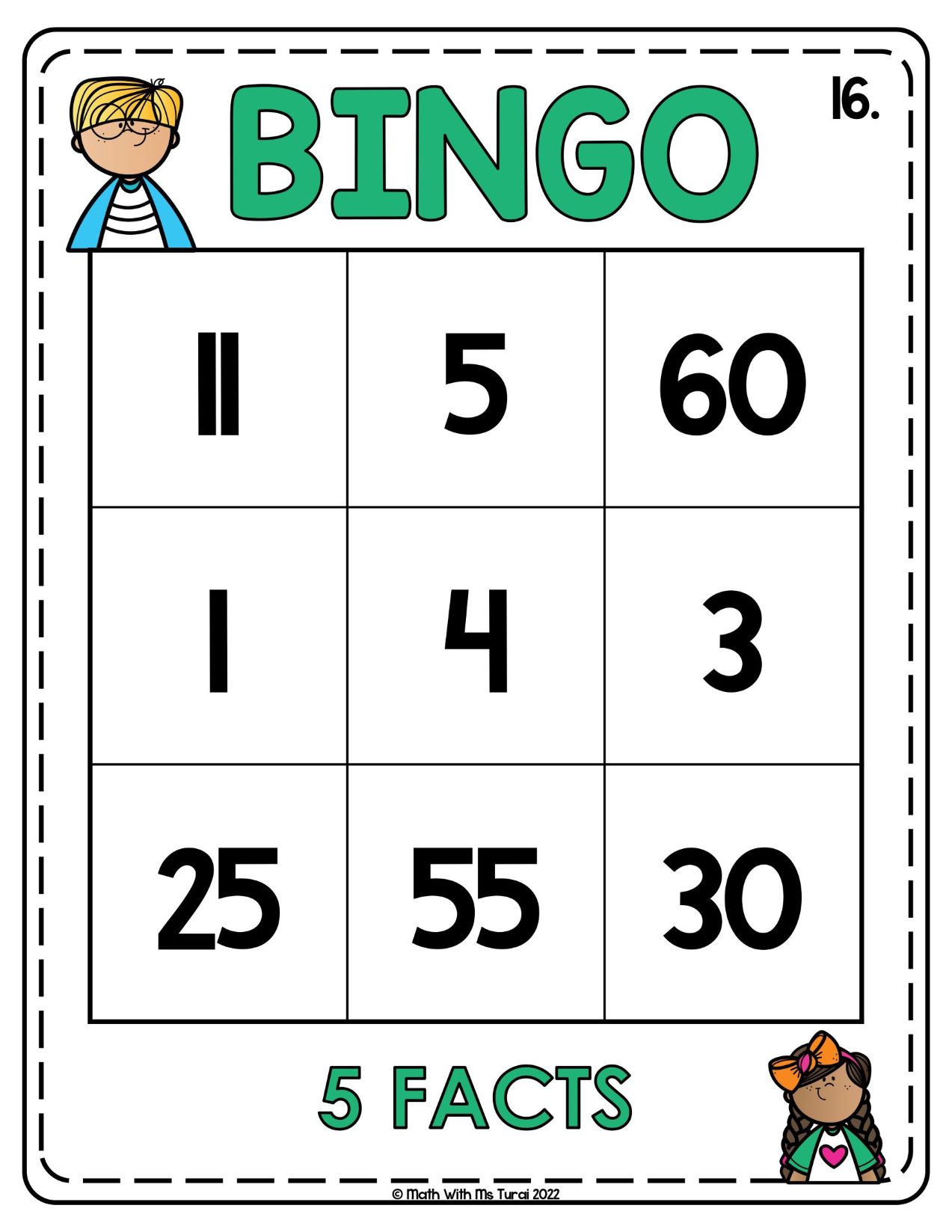 Multiplication And Division Fact Fluency Mini Bingo 5 Facts 