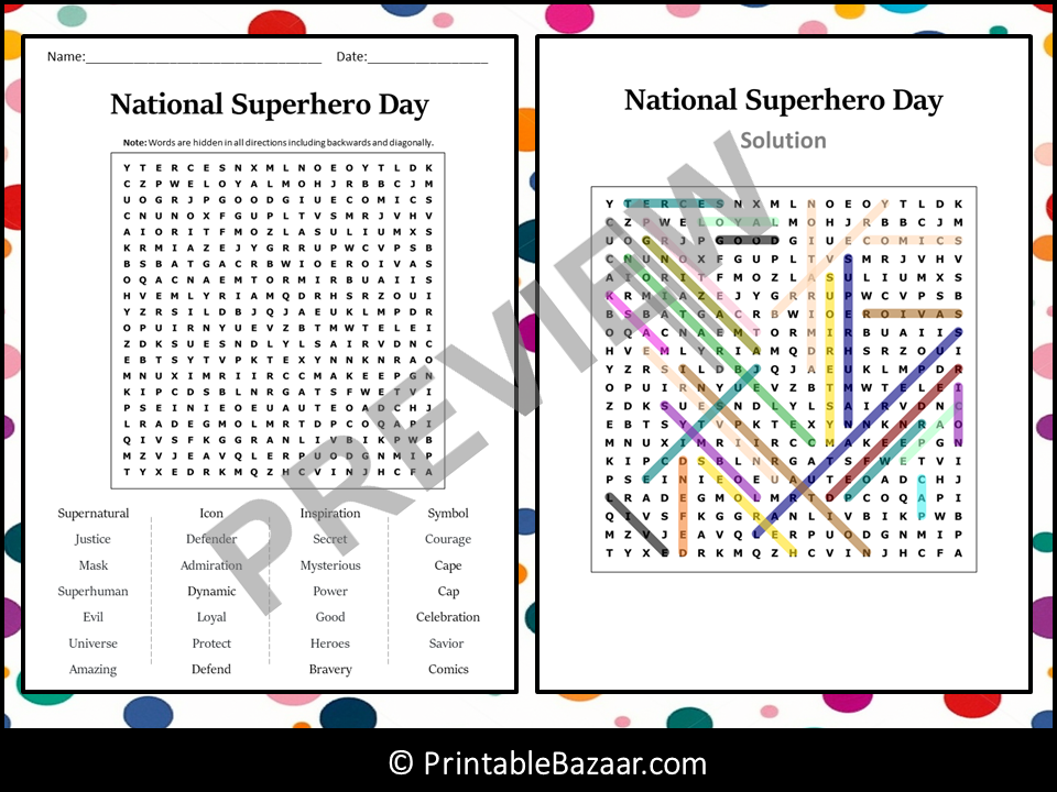 Superhero Word Finder Puzzles Cartoon Nuts Legume Superhero Characters