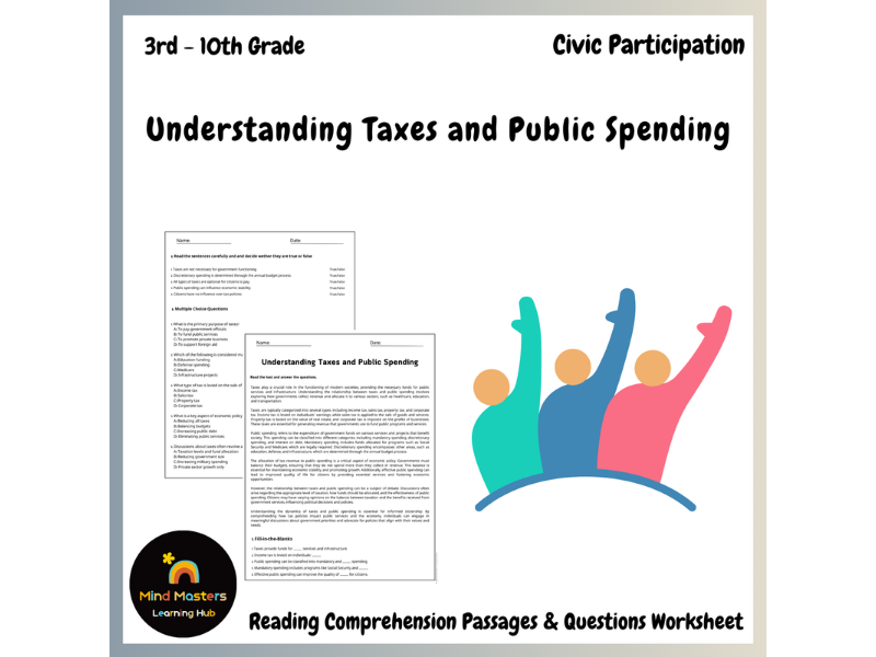 Understanding Taxes and Public Spending Reading Comprehension Passages ...
