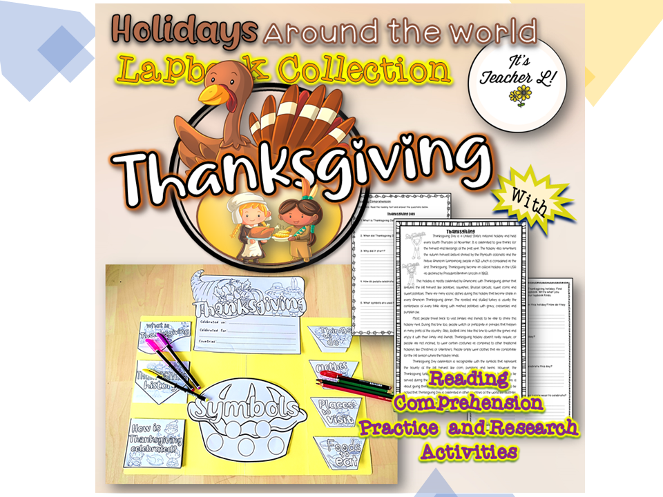 Thanksgiving Day Lapbook with Reading Comprehension Activities ...