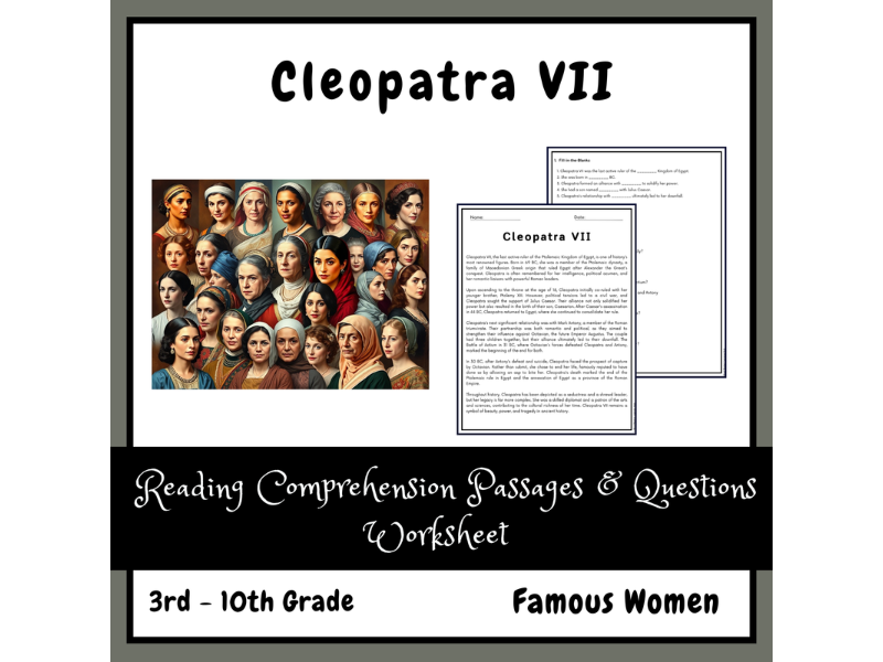 Cleopatra VII Reading Comprehension Passages & Questions Worksheets ...