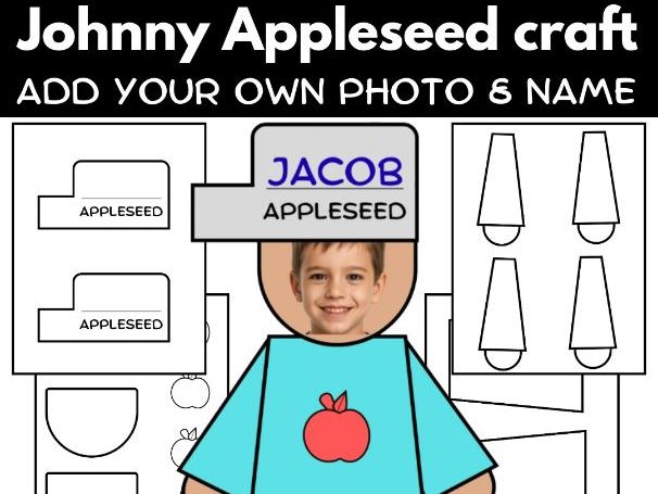 Johnny Appleseed Craft | Fall Apple Name Activity | Yourself Face Photo ...