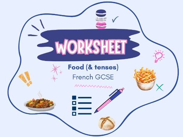 La nourriture - Food and tenses worksheet - GCSE French | Teaching ...