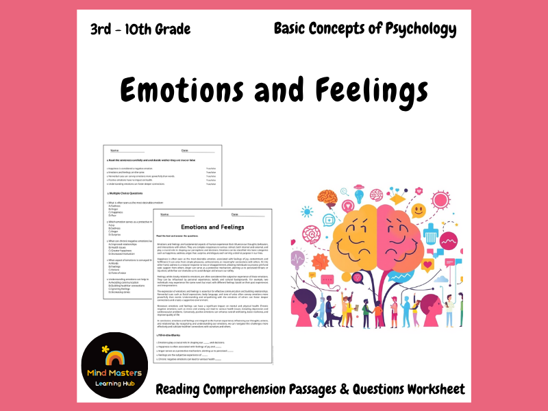 Emotions and Feelings Reading Comprehension Passages & Questions ...
