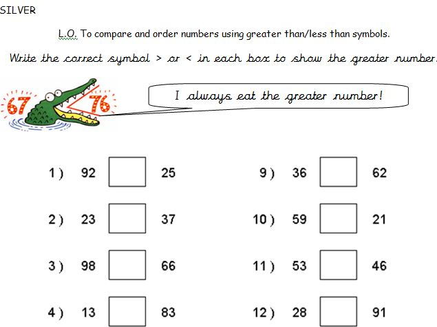 Greater Than Less Than Maths Questions KS1 Teaching Resources
