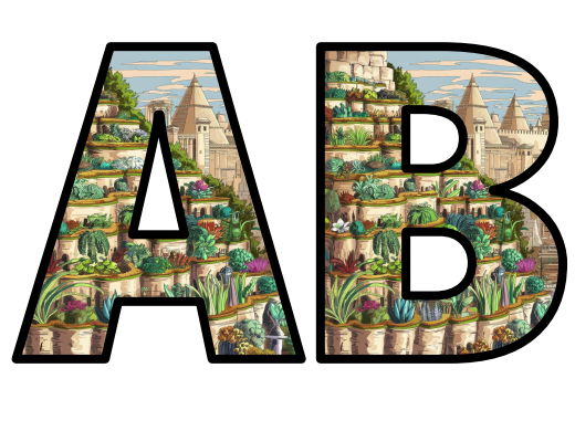 gardens of Babylon WOrld Wonders Ancient History Lettering Set Display ...