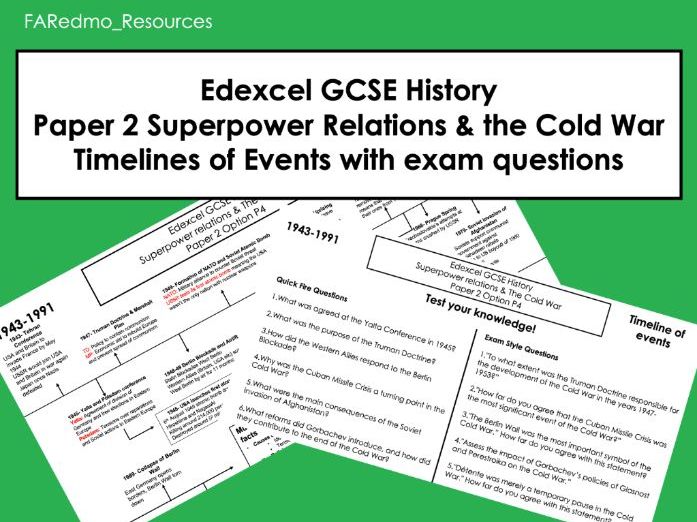 Edexcel GCSE History Paper 2 Superpowers & the Cold War timelines ...