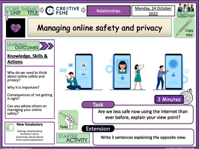 Online safety and privacy PSHE | Teaching Resources