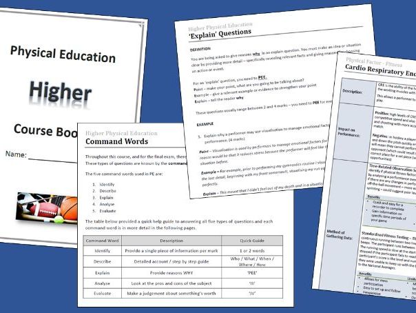 Higher Physical Education Course Revision Booklet Teaching Resources