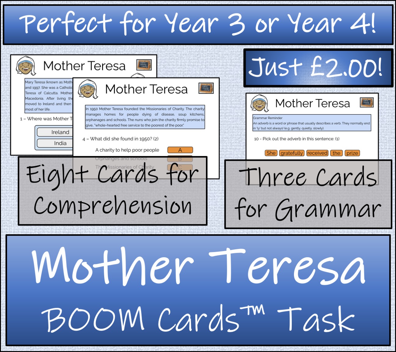 Mother Teresa - LKS2 BOOM Cards™ Comprehension Activity | Teaching ...