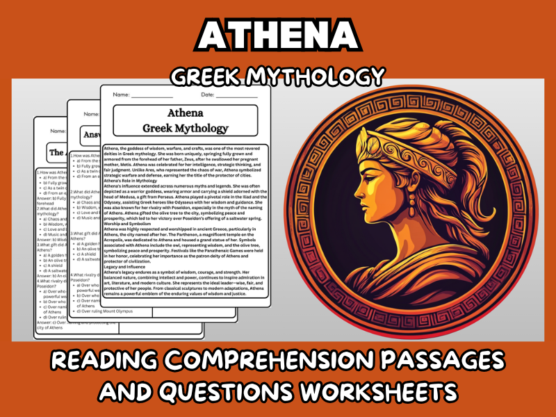 Athena - Greek Mythology Reading Comprehension Passages and Questions ...