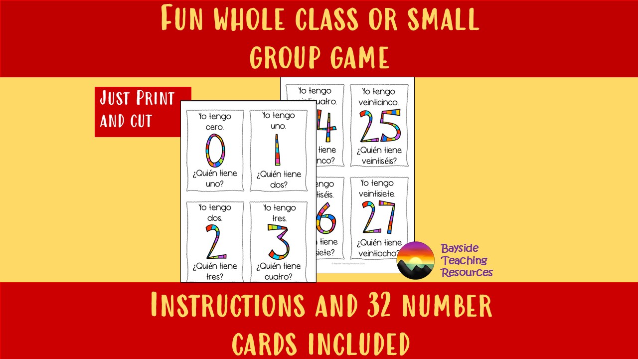 Spanish numbers game 0-31 | Yo tengo... Quien tiene? | Teaching Resources