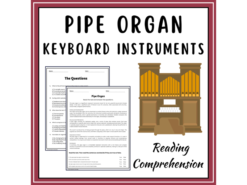 Keyboard Instruments Reading Comprehension Passages & Questions ...