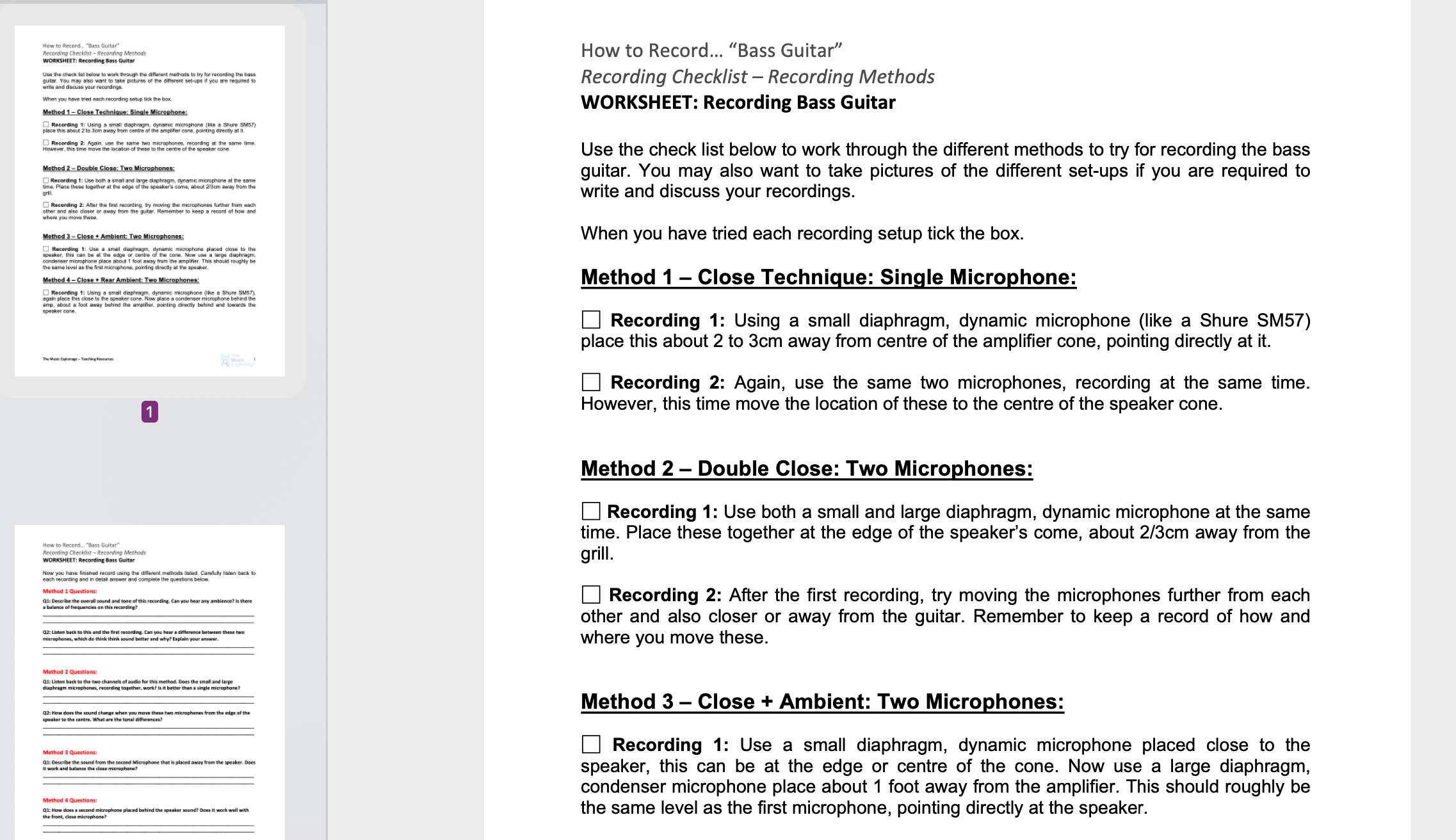 How to Record Bass Guitar-FULL LESSON | Teaching Resources