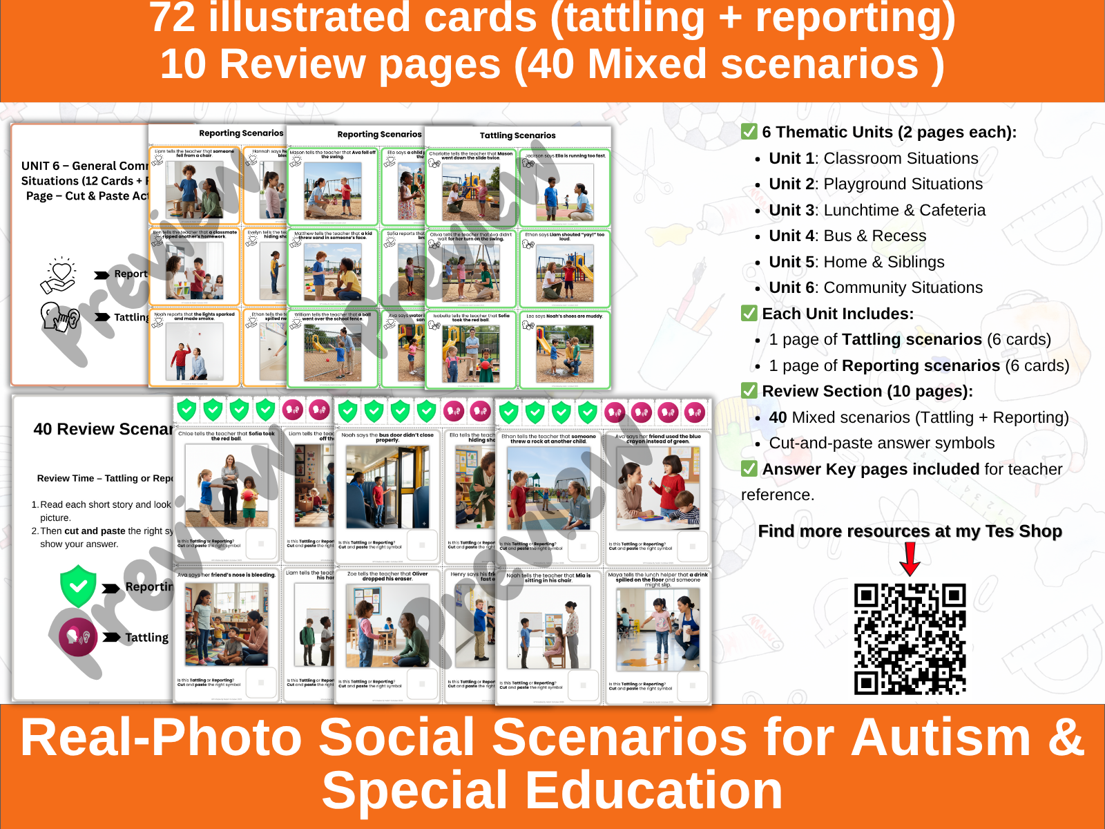 Tattling vs Reporting Social Skills Cards | Real Photo Scenarios for ...