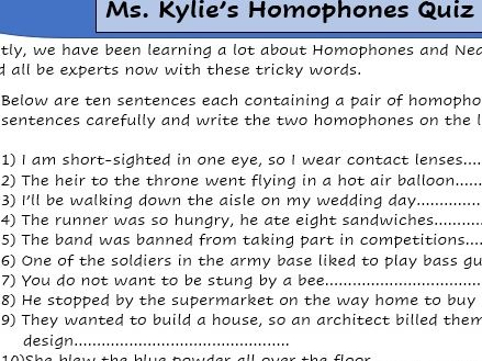 KS2 Homophones and Tricky words progress check | Teaching Resources