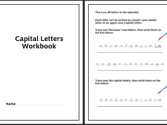 Capital Letters Workbook Teaching Resources Capital Letters Workbook Teaching Resources