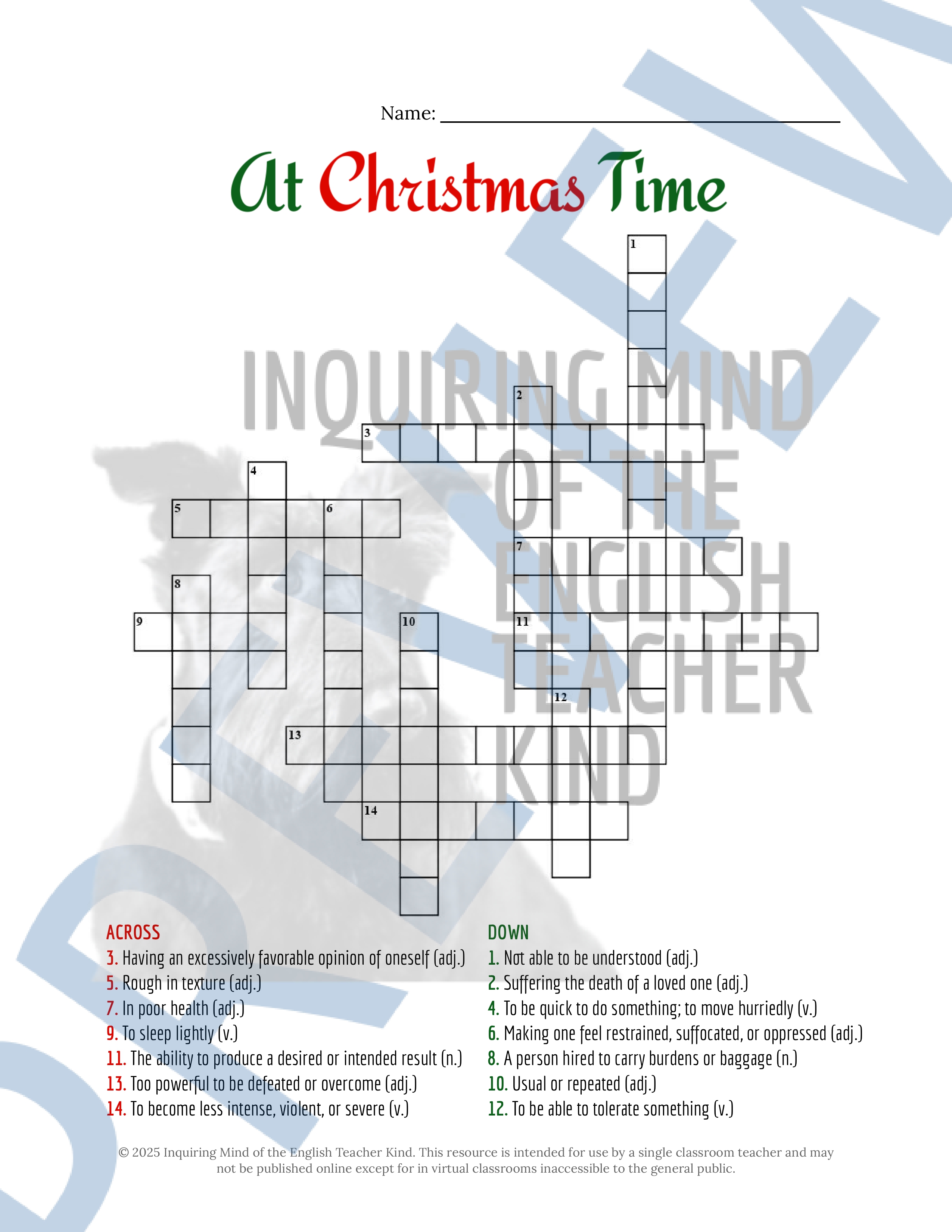 "At Christmas Time" by Anton Chekhov Vocabulary Activities | World ...