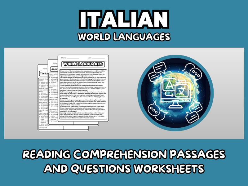 Italian - World Languages Reading Comprehension Passages and Questions ...