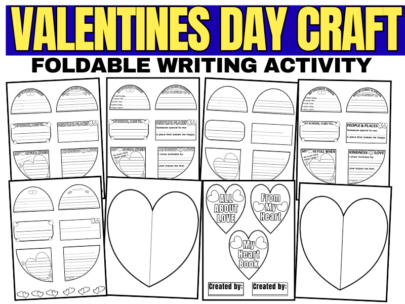 Valentines Day Writing Craft | Foldable Heart Book Bulletin Board ...