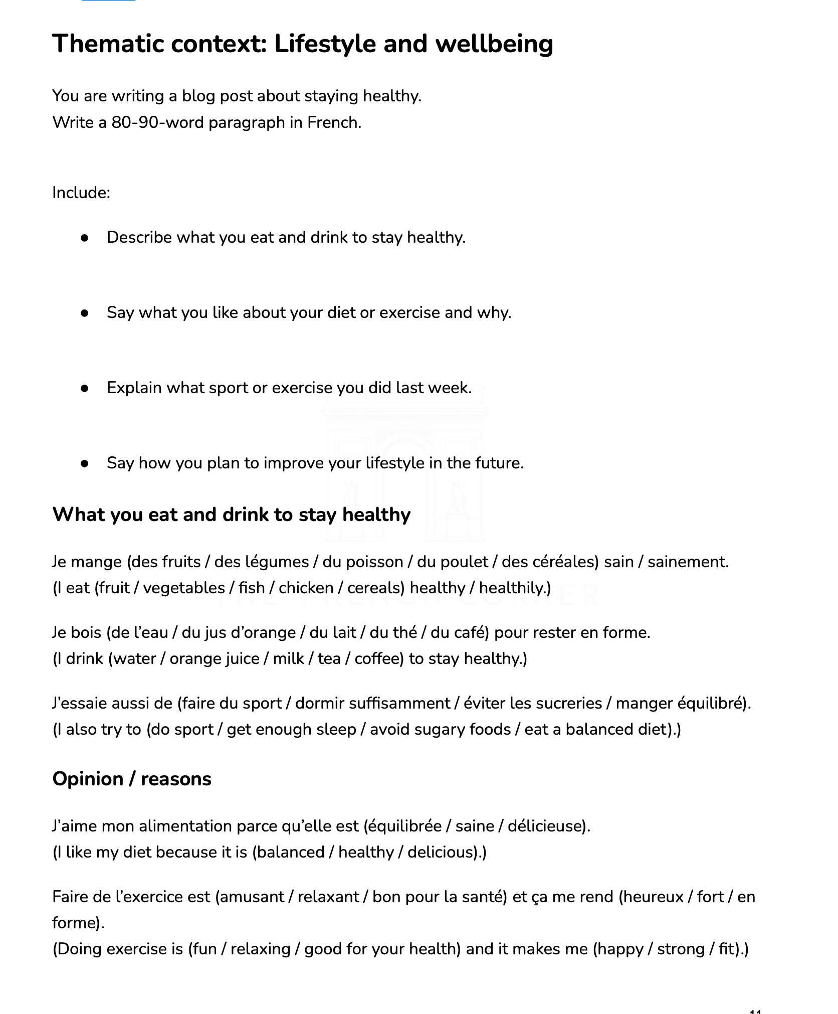 FREE Pearson Edexcel GCSE French – Writing 80-90 word - Foundation Tier ...