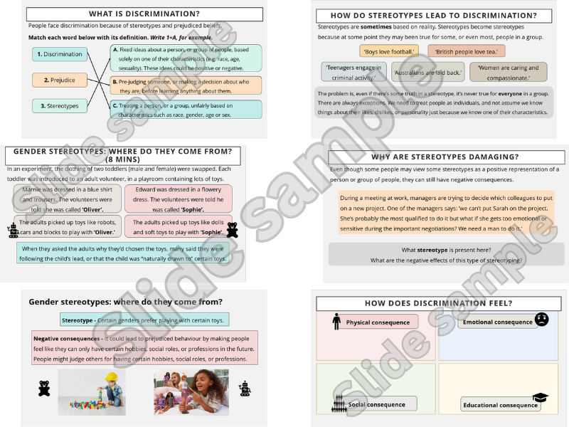 PSHE lesson - RECOGNISING AND PREVENTING DISCRIMINATION | Teaching ...